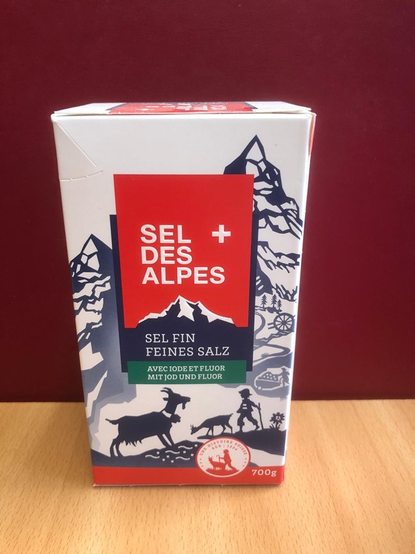Sel des Alpes – Sel fin avec iode et fluor – 700 gr